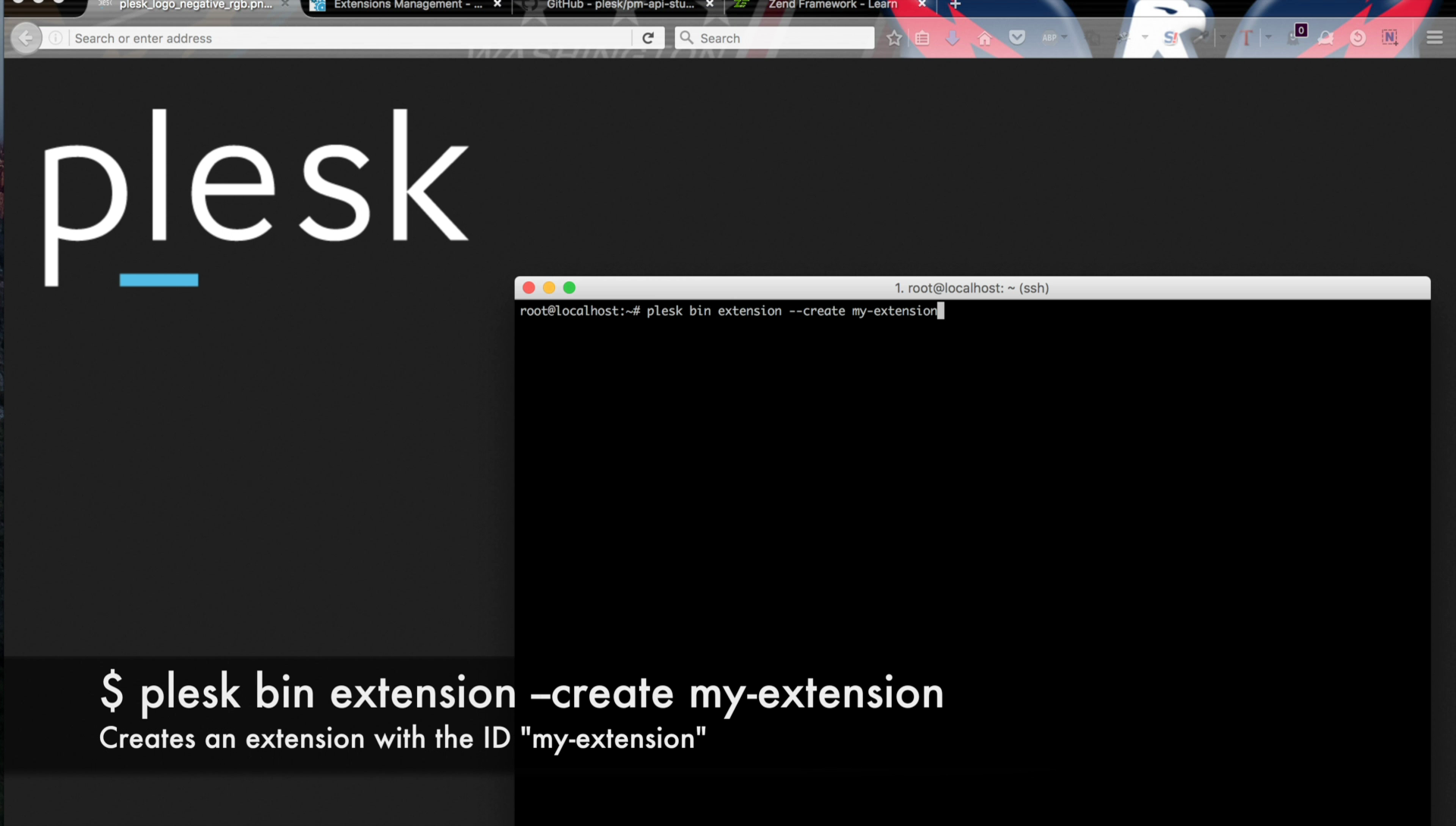 Create Plesk extension via command line