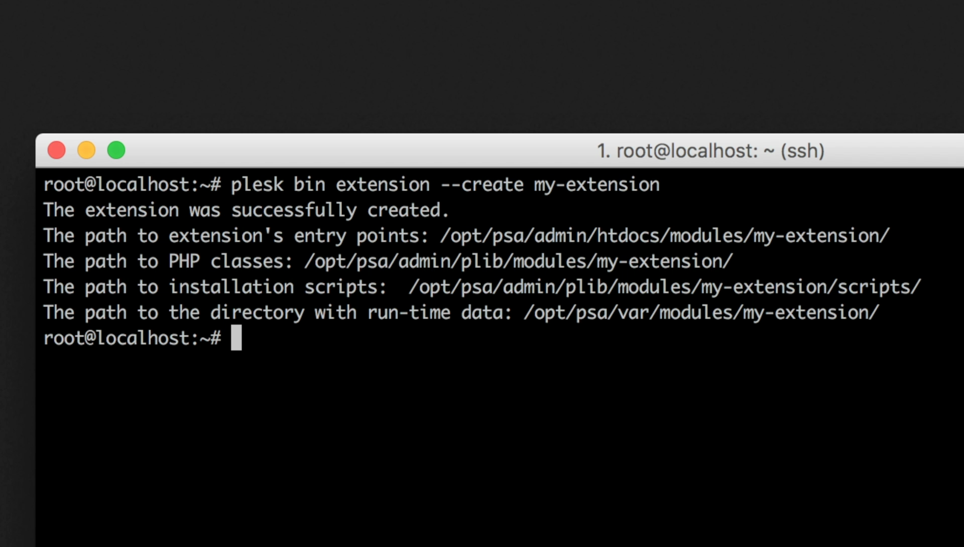Create Plesk extension via command line