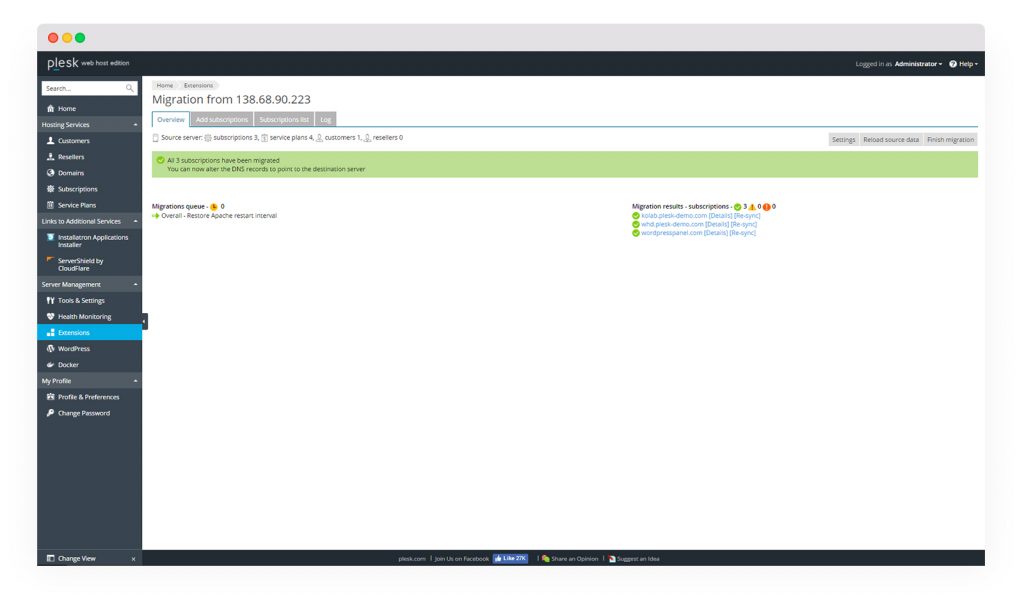 Migrate to Plesk on AWS from Plesk, cPanel or DirectAdmin