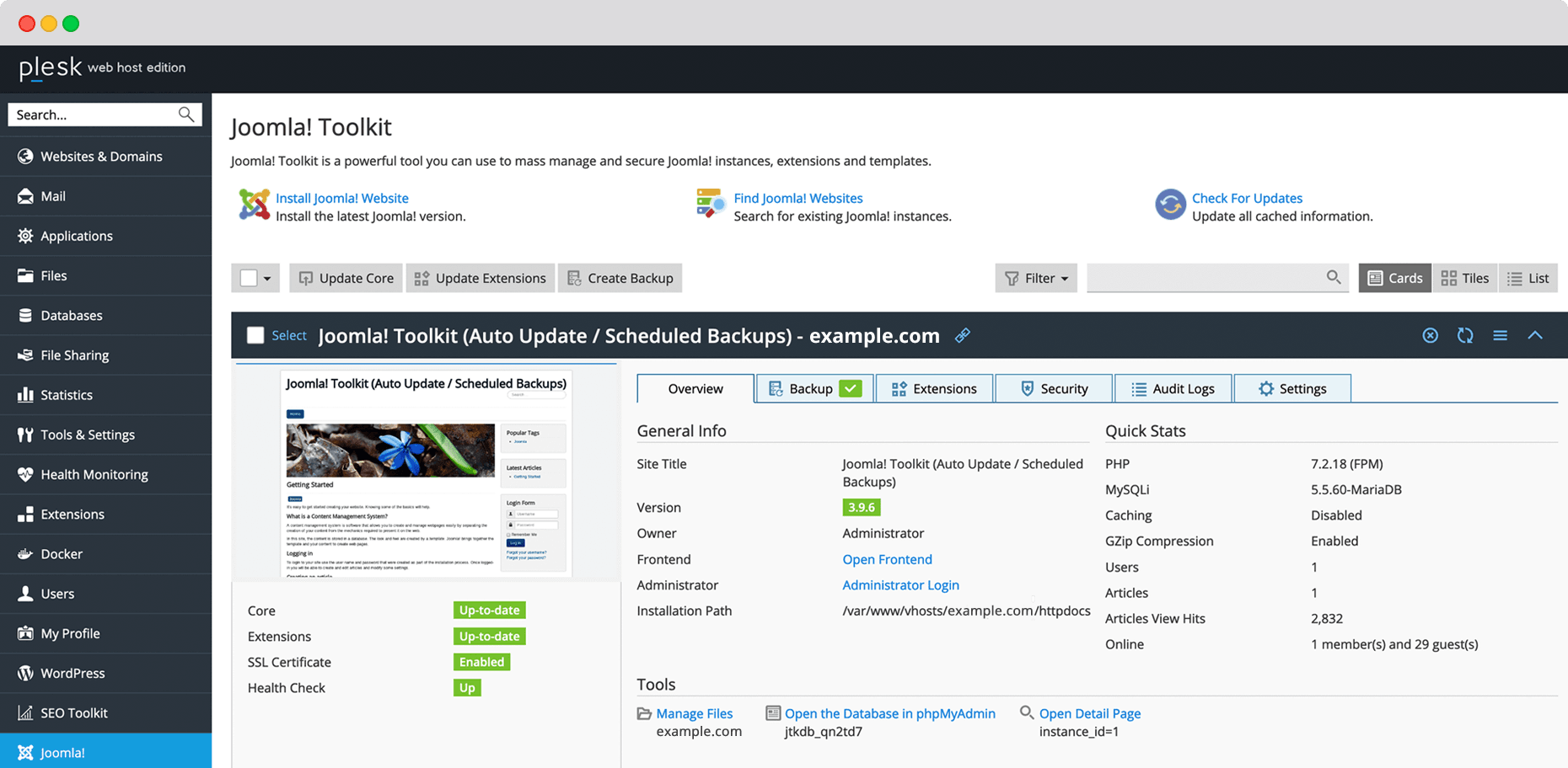 Joomla! Toolkit by Plesk