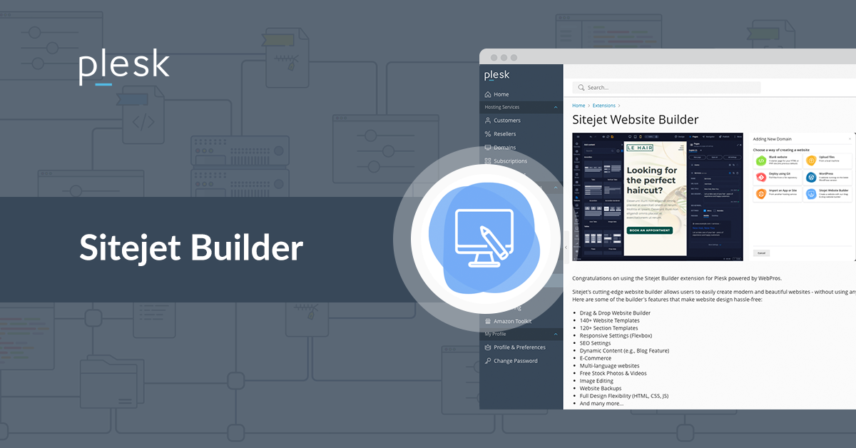 Sitejet Builder extension - Plesk