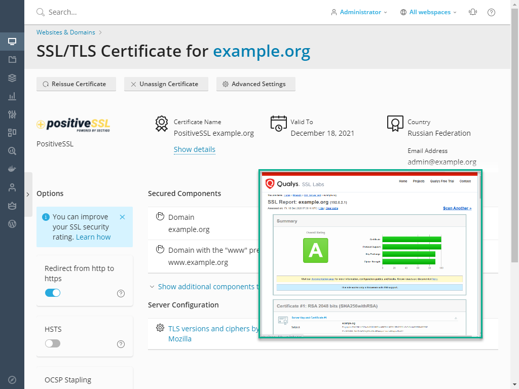 Sectigo SSL extension - Plesk