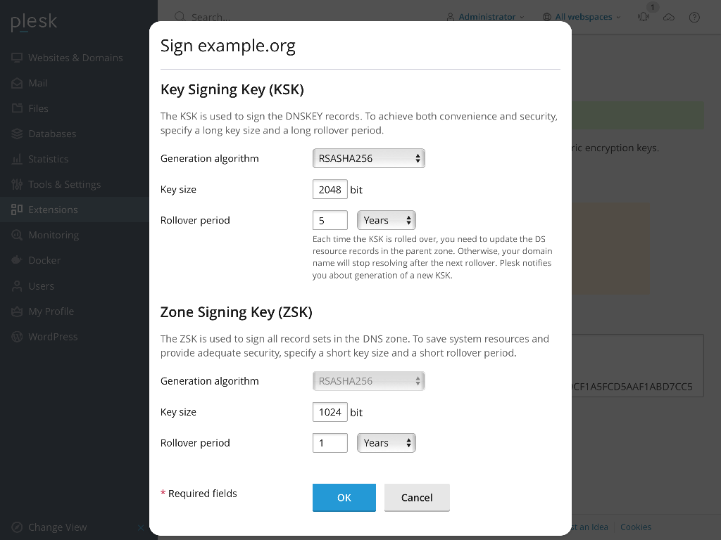 Plesk DNSSEC extension - Plesk