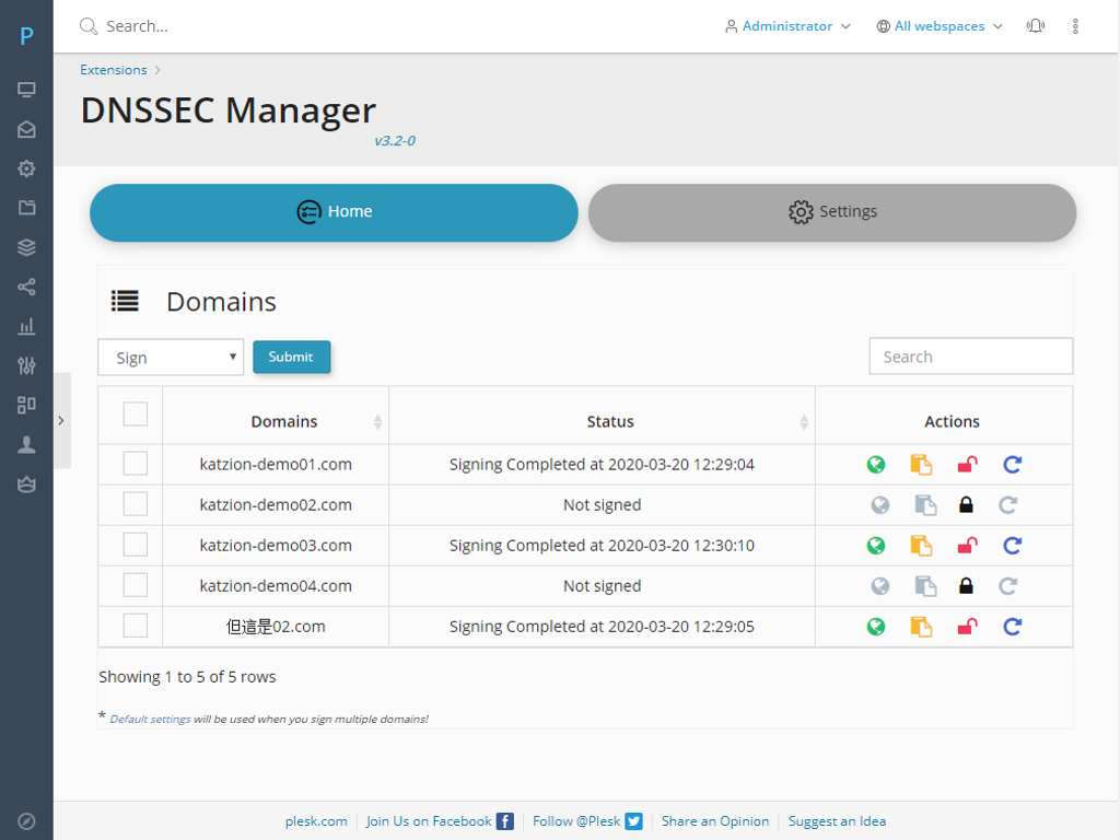 DNSSEC Manager extension - Plesk