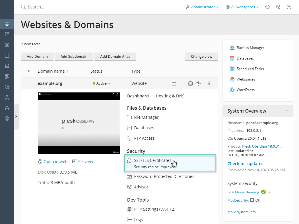 SSL It! extension - Plesk