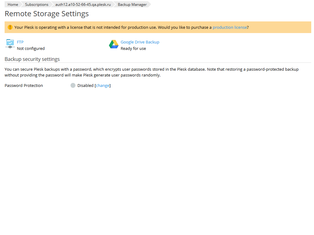 Google Drive Backup extension - Plesk