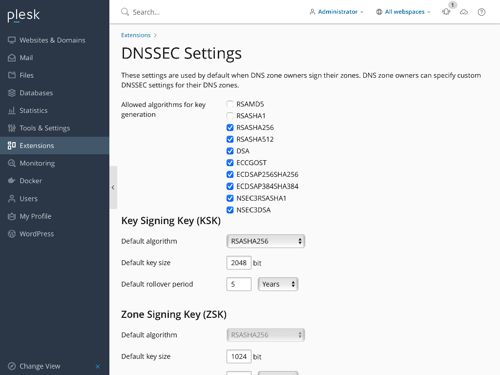 Plesk DNSSEC extension - Plesk